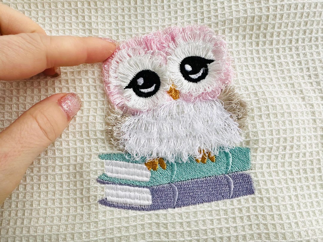 Cute Fringed Fluffy Owl Reading Books Little Bookworm Machine ...