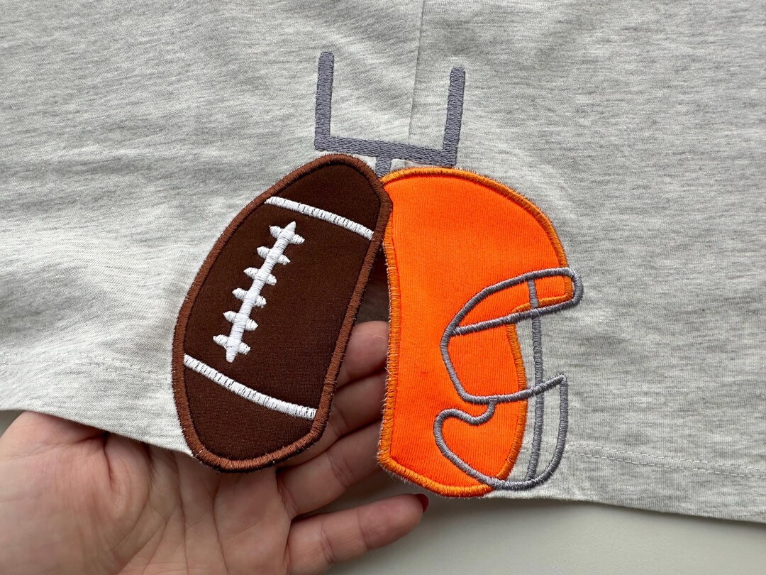 Sports Football and Helmet Side Split Seam Cutout Side Bow Applique ...