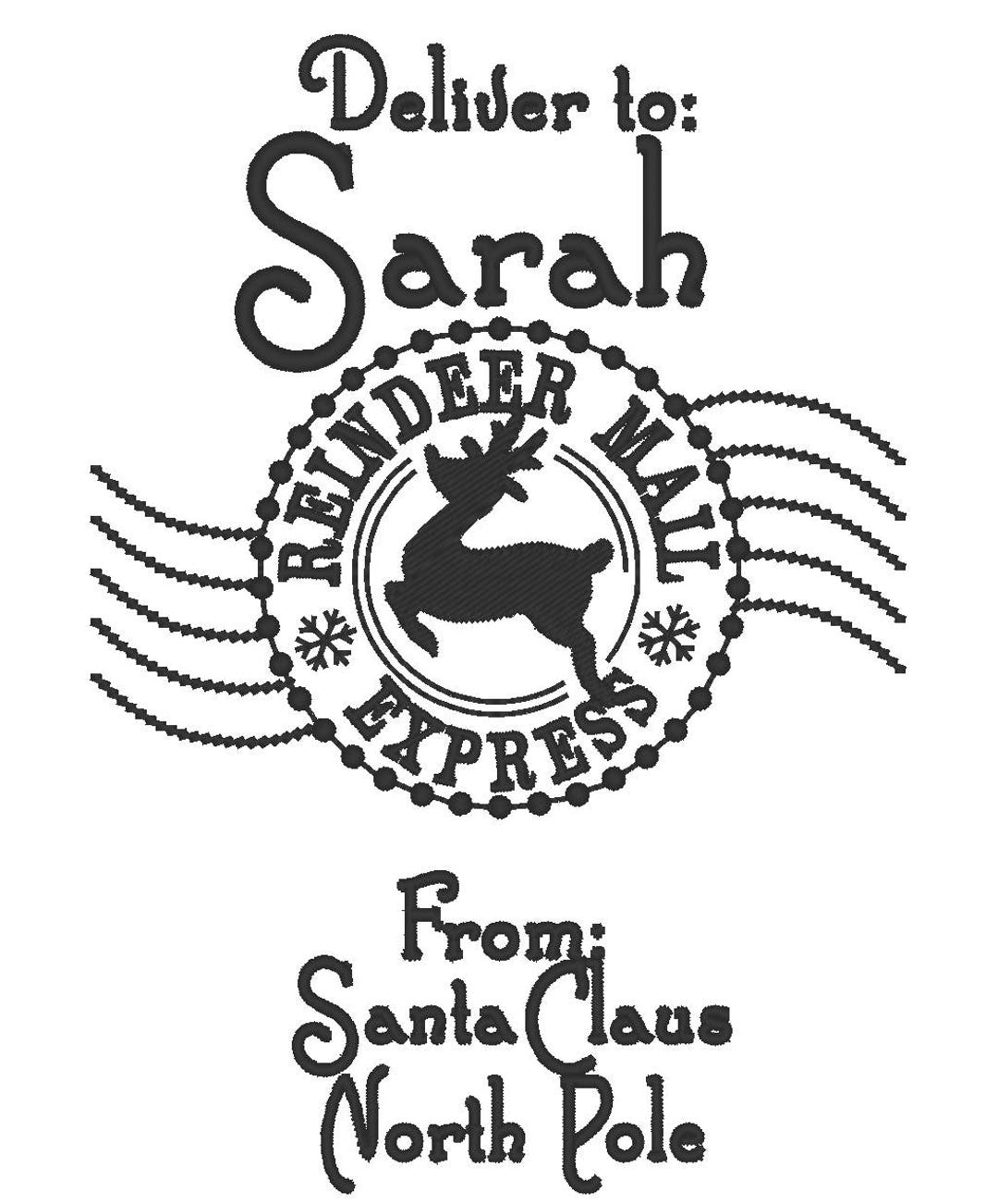 Reindeer Mail Express Christmas Sack Stamp Machine Embroidery Designs ...