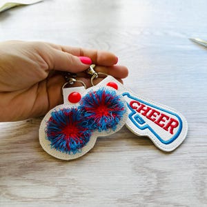 Cheerleader Sports Bag Tag Set of 2 Eyelet and Key Fob Snap Tab ...