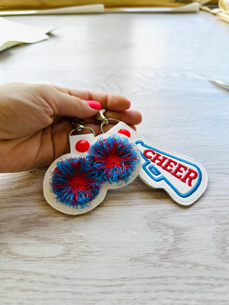 Cheerleader Sports Bag Tag Set of 2 Eyelet and Key Fob Snap Tab ...