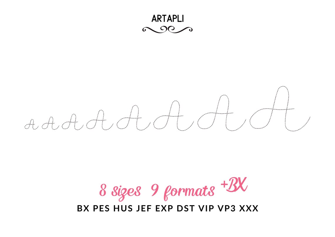 Handwritten Script FONT Butter Bean Stitch Alphabet Monogram Machine ...