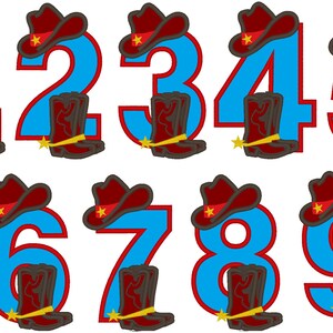 Simply Cowboy Birthday Numbers - Whole Set - Machine Embroidery ...