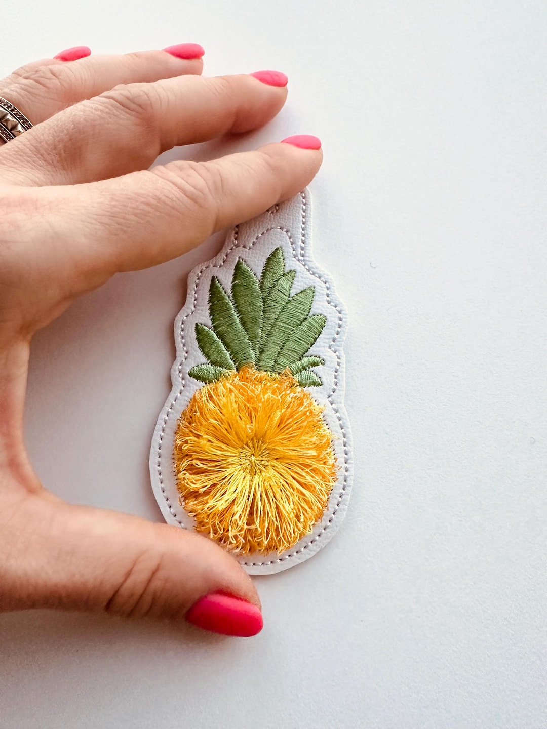 Fringed Fluffy Pineapple Fruit Key Fob Snap Tab and Eyelet in the Hoop ...