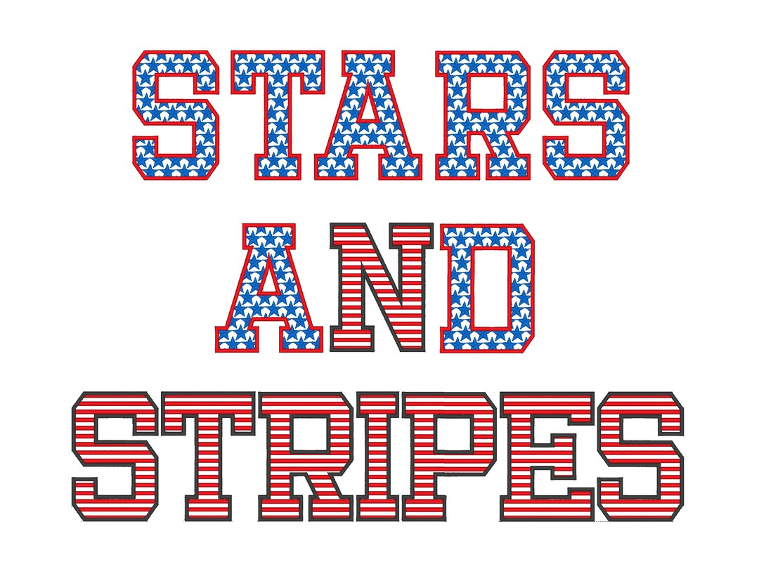 Patriotic Stars and Stripes Block Font 2 Types Machine Embroidery ...
