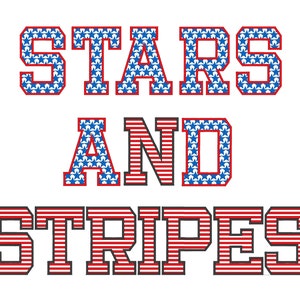 Patriotic Stars and Stripes Block Font 2 Types Machine Embroidery ...