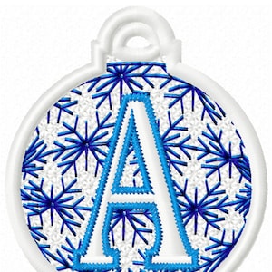 Christmas Alphabet Monogram Ornaments and Unique Hanger Bow Ribbon FSL ...