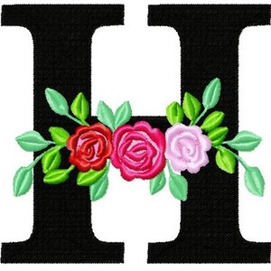 Roses Floral Individual Letter H Garden Flag Monogram Roses Crown ...