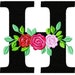 Roses Floral Individual Letter H Garden Flag Monogram Roses Crown ...