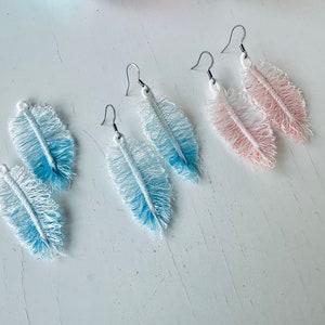 Delicate Feather Earrings Fuzzy Feather Freestanding Lace FSL Machine ...