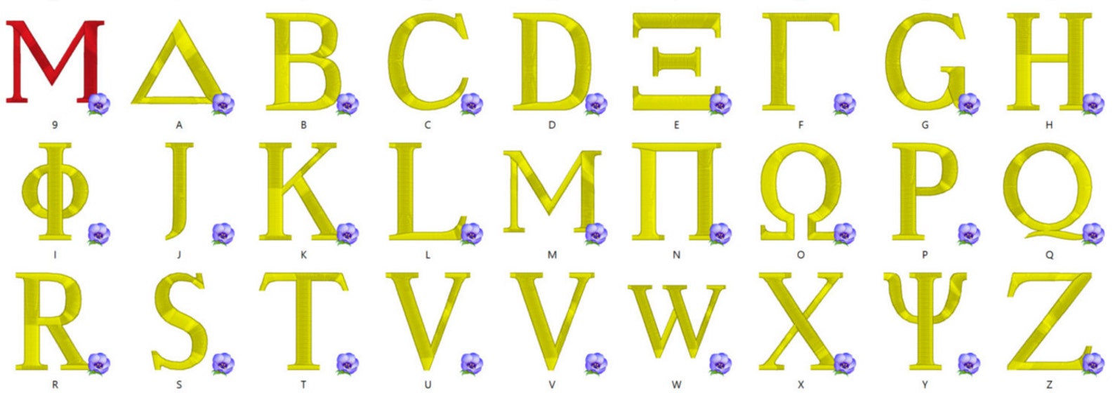 Fraternities and Sororities Greek Font Alphabet Fill Stitch - Etsy