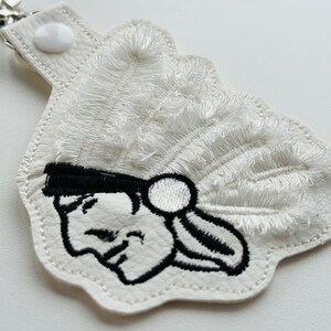 Indian Man Key Fob Snap Tab Eyelet Feathers Keychain in the Hoop ...