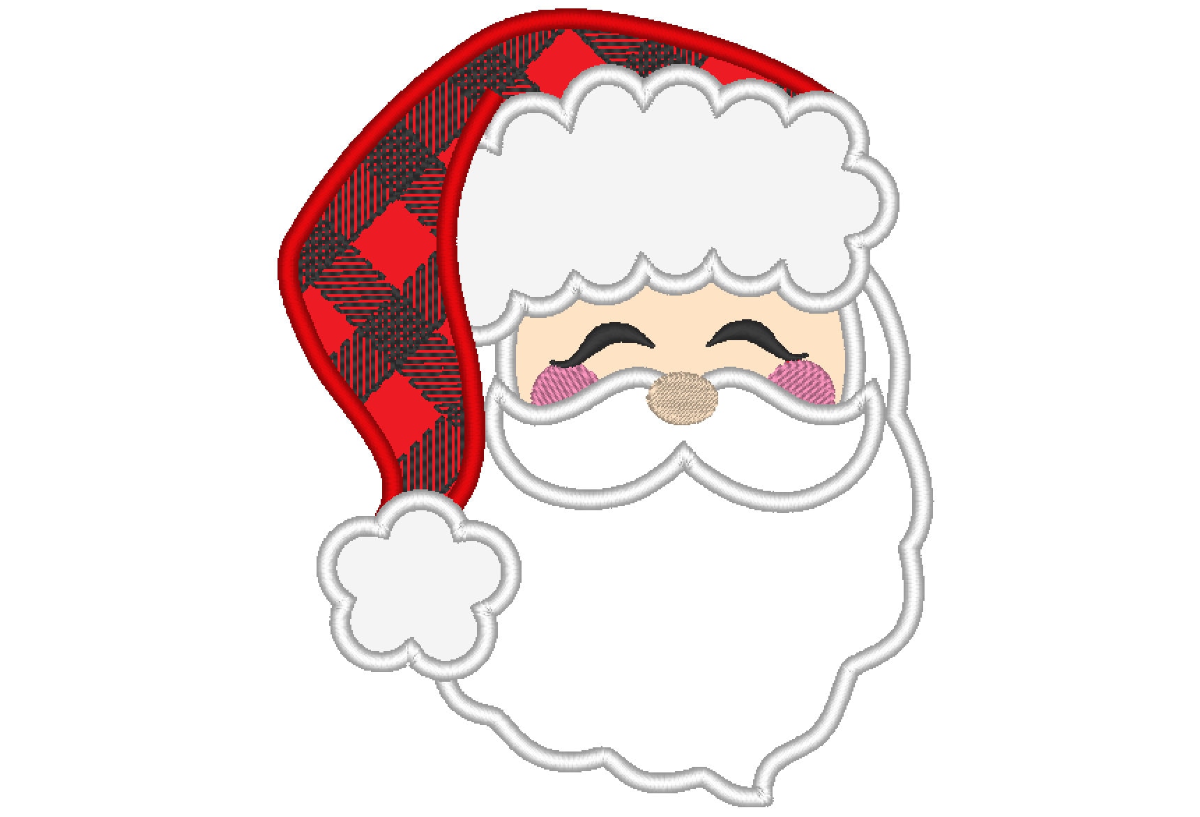 Santa Claus Face Santa Hat Applique Design Machine Embroidery Design