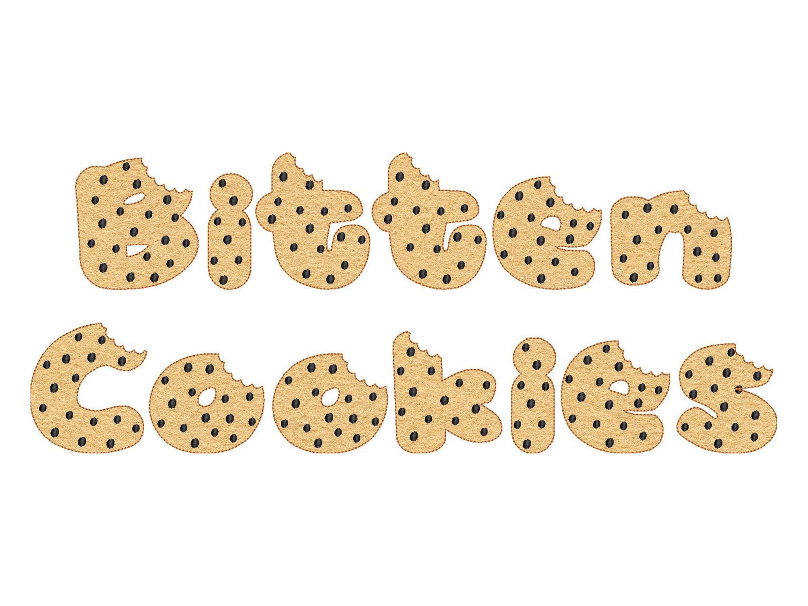 Bitten Cookie FONT Feltie Alphabet, Feltie Applique, Machine Embroidery ...