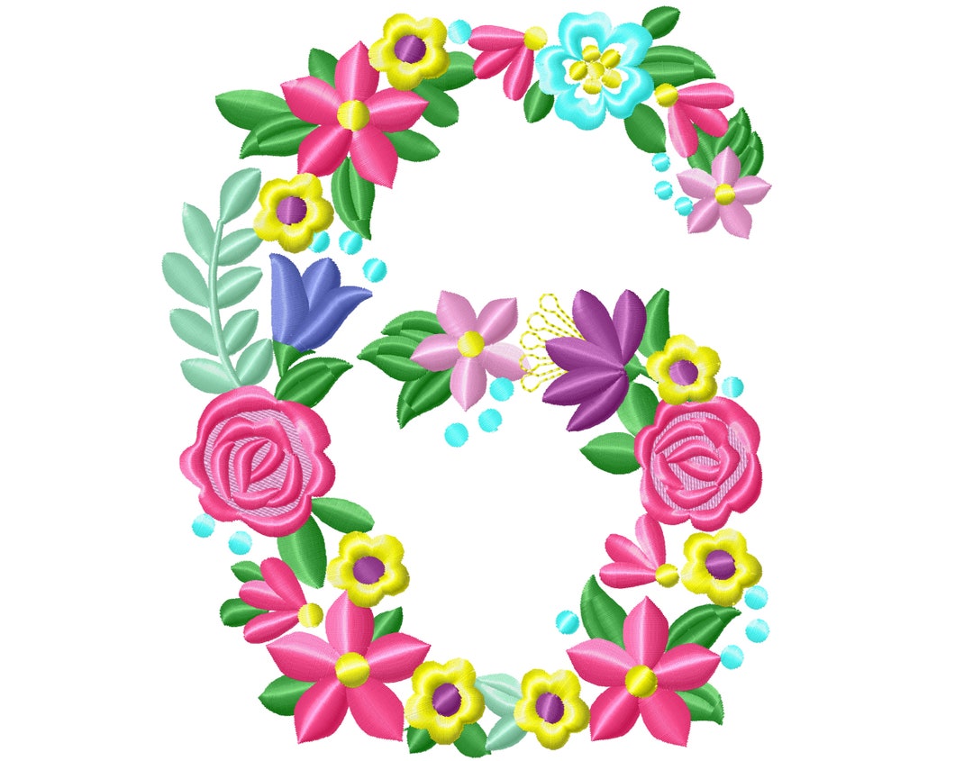 Floral Letter Birthday Number SIX Flowers Liberty Fashioned Flowers ...