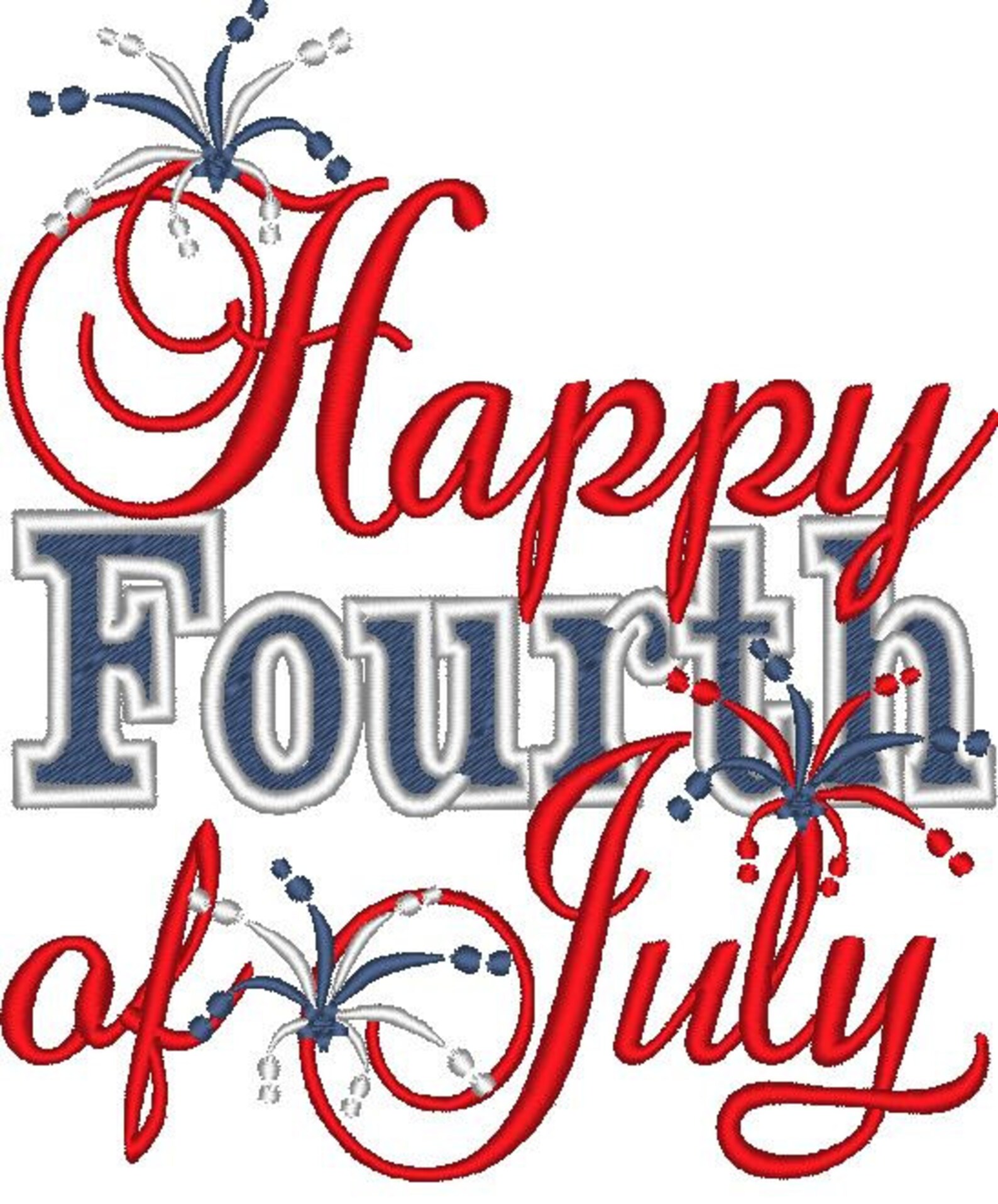 Happy 4th of July Machine Embroidery Designs for Hoop 4x4 5x7 ...
