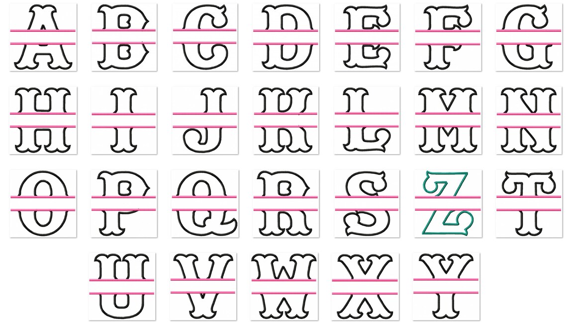 Split Font Machine Embroidery Applique Designs, Monogram Set Mini Font ...