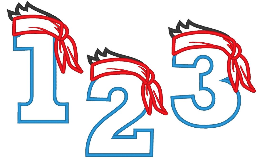 Pirate Birthday Numbers SET 1-9 Machine Embroidery Applique Designs for ...