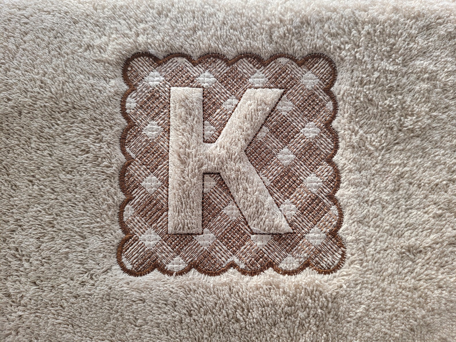 Embossed Terry Towel Monogram Letters A-Z and Gingham Buffalo Plaid ...