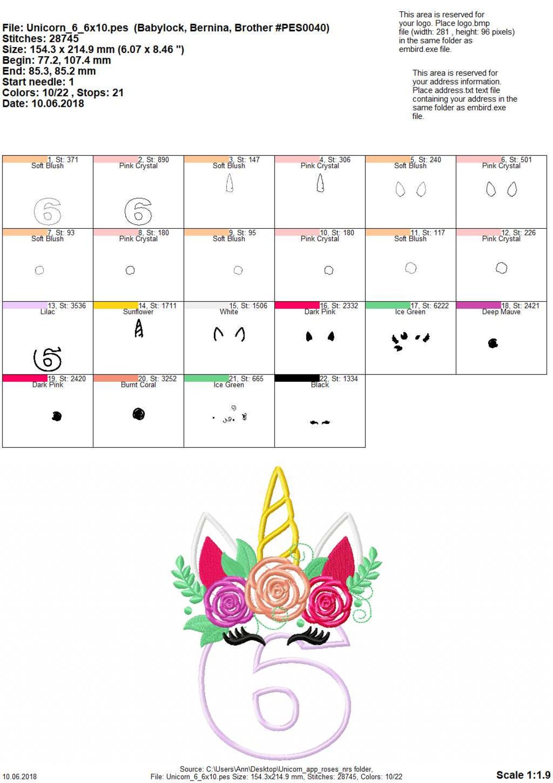 Unicorn Numbers With Roses Crown Unicorn Birthday Numbers Applique ...