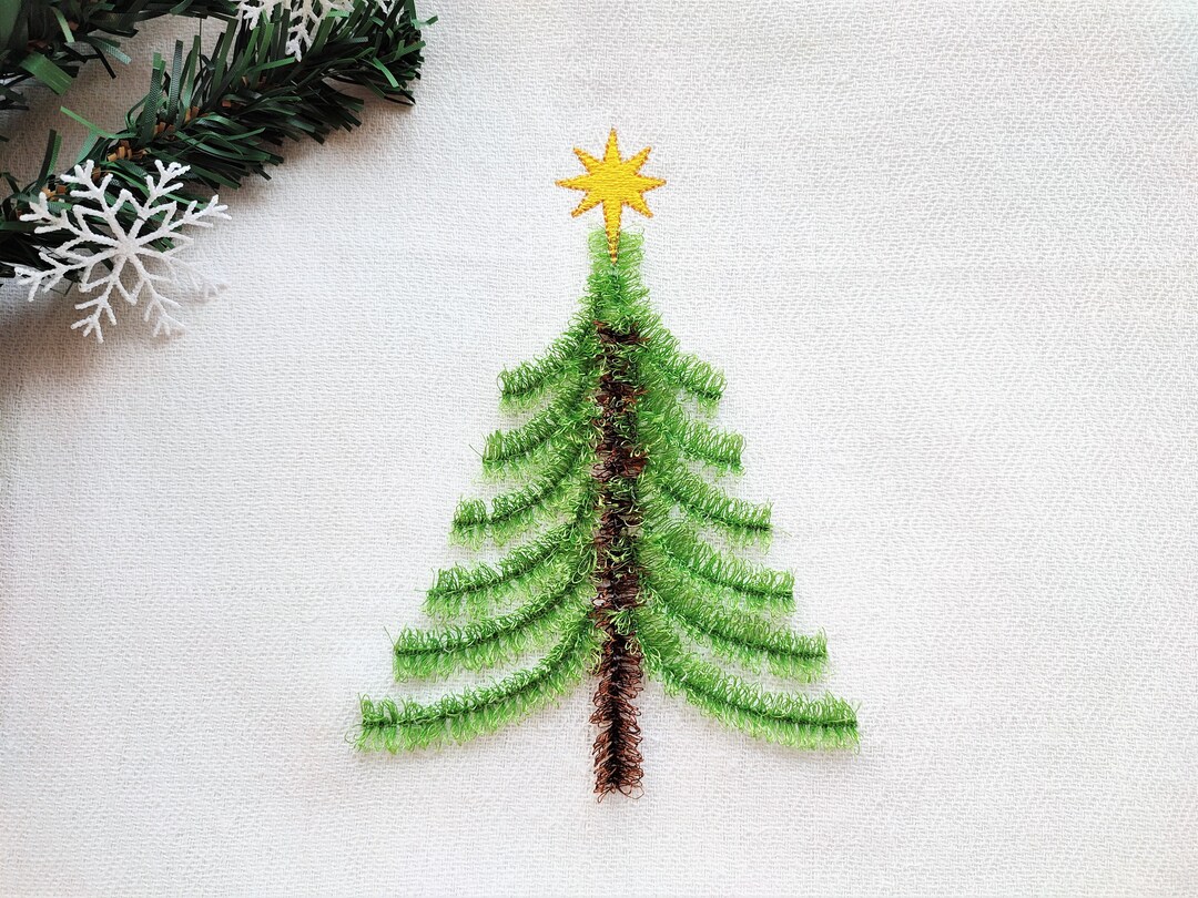 Fringed Fluffy Christmas Tree ITH in the Hoop Cute Fluffy Fringed ...