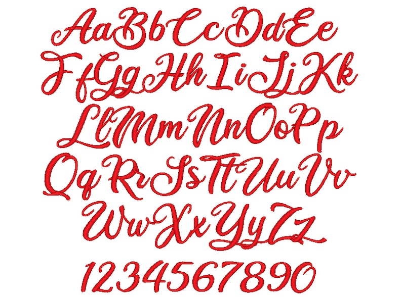 Classy Handwriting Satin Curly Cute Font Machine Embroidery Designs ...