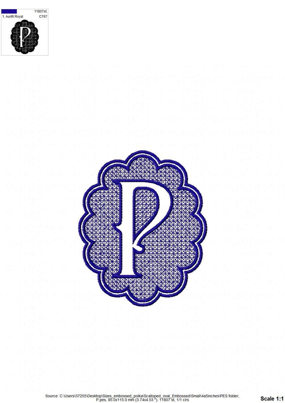 Old Fashioned Scalloped Monogram Oval Shape Embossed Initial Letters A ...
