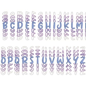 Stacked Font, BX Included! Satin Stitch Alphabet Letters Kids Trend ...