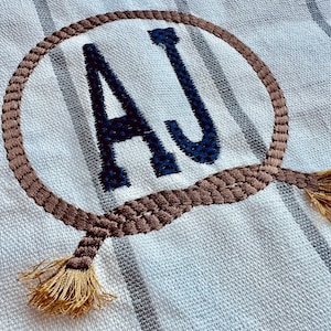 Baby Cowboy Lasso Rope Monogram Circle Frame With Fringed Ends Tassel ...