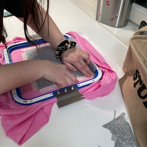 Glitter Vinyl HTV Applique Mini Handwritten Satin Stitch Rose FONT ...