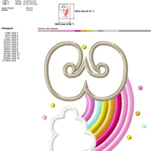 Cute Rainbow Birthday Number 3 THREE Machine Embroidery Applique ...