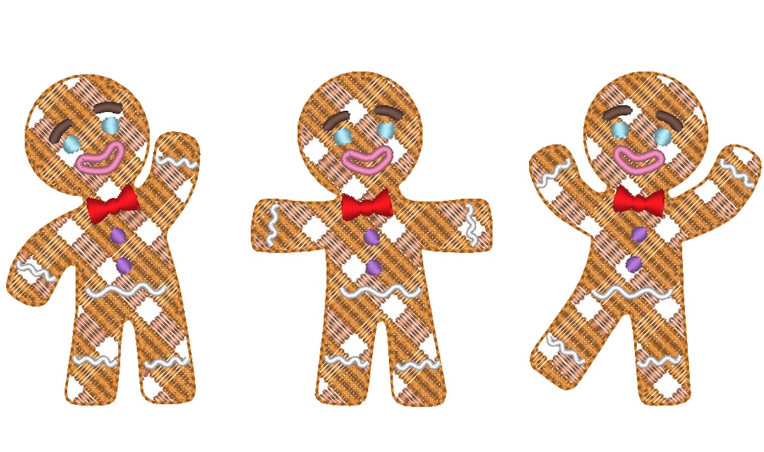 Christmas Gingerbread Man Trio, Gingerbread Boys Machine Embroidery ...