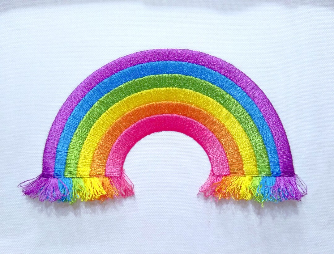 Rainbow in the Hoop Fringed Awesome Fluffy Rainbow Machine Embroidery ...