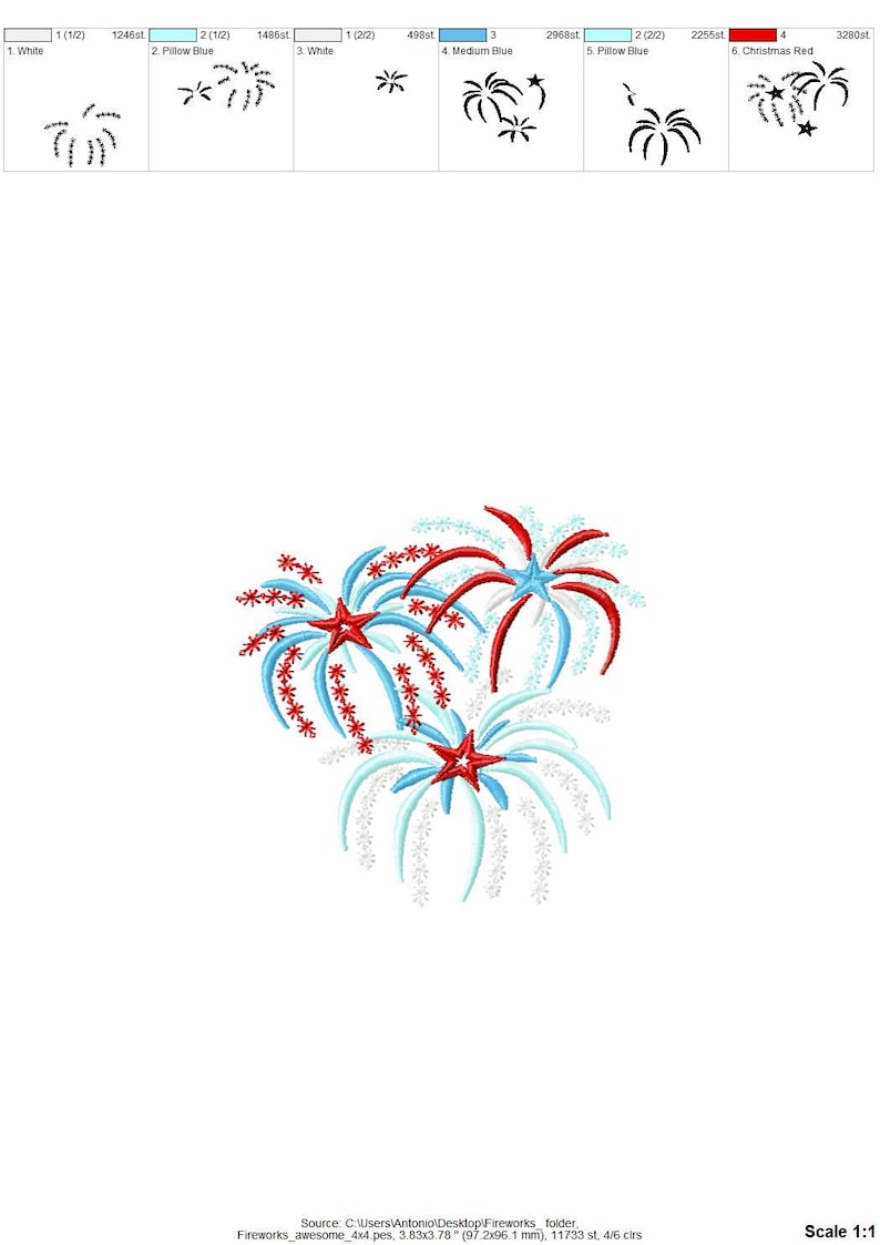 Fireworks Anniversary Firecracker Machine Embroidery Designs Sizes for ...