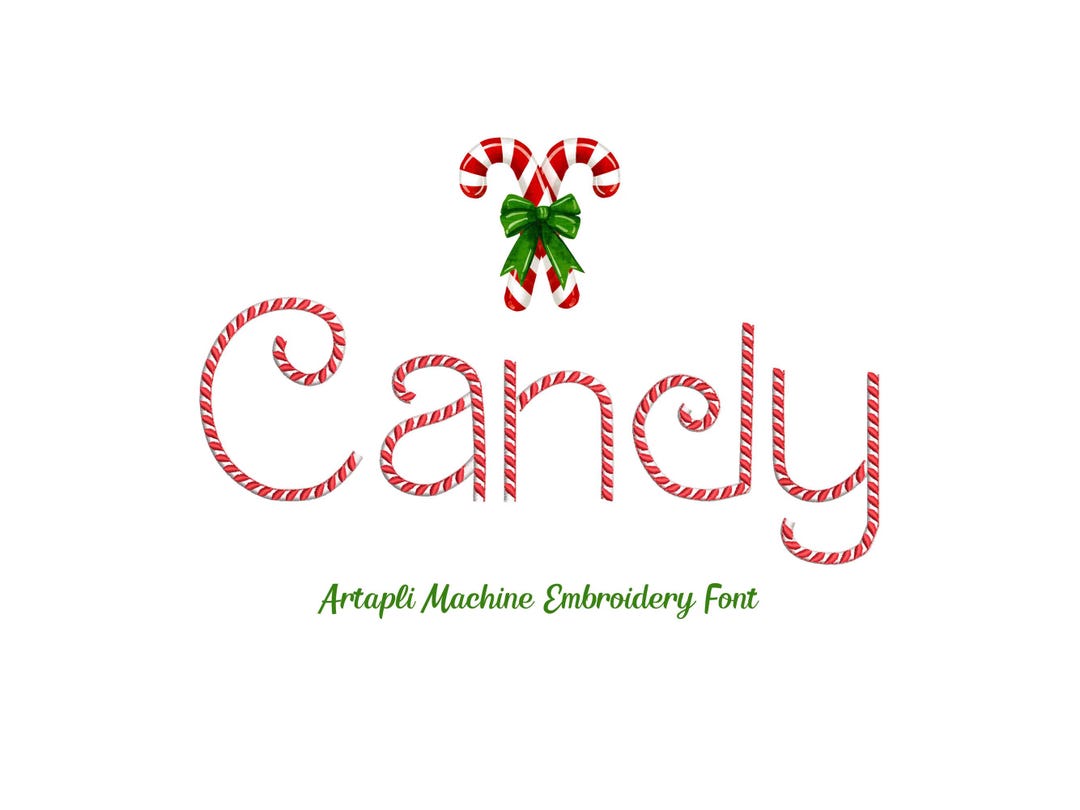 Classic Candy Cane FONT Candy Stitch 2 Colors Alphabet Letters Numbers ...