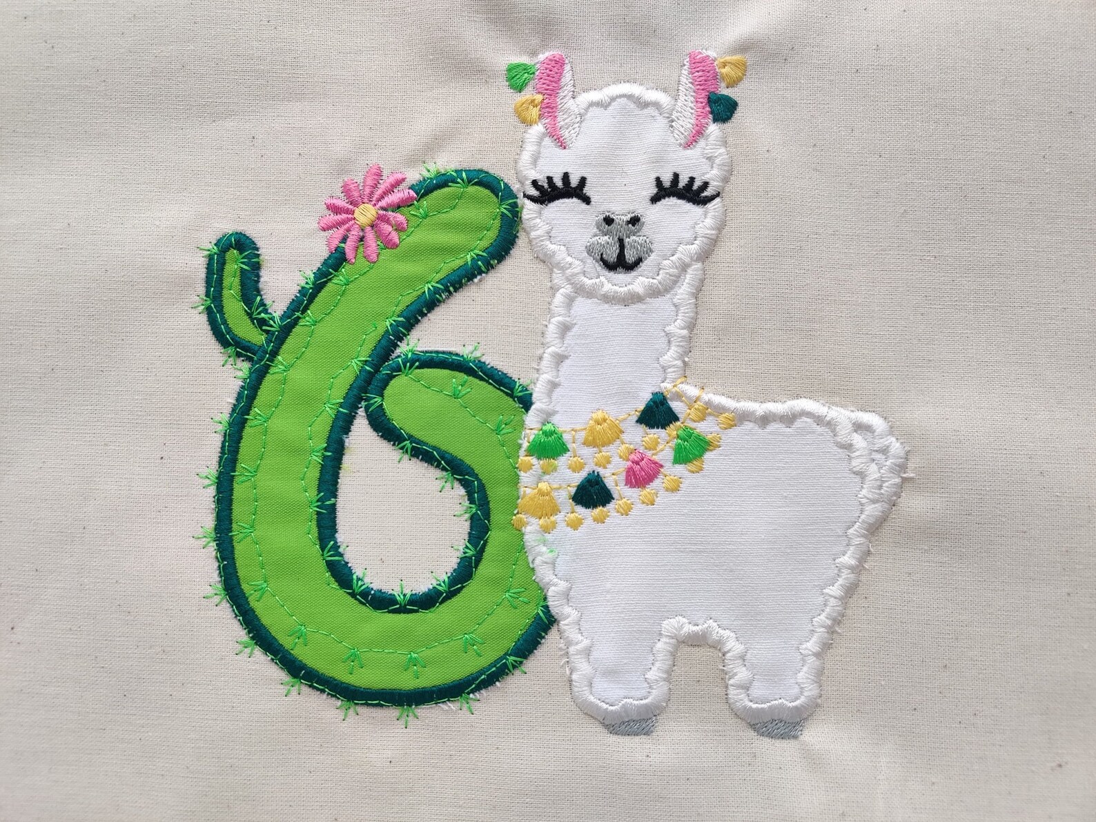 Number 3 Third Birthday Llama Alpaca With Cactus Number THREE Applique ...