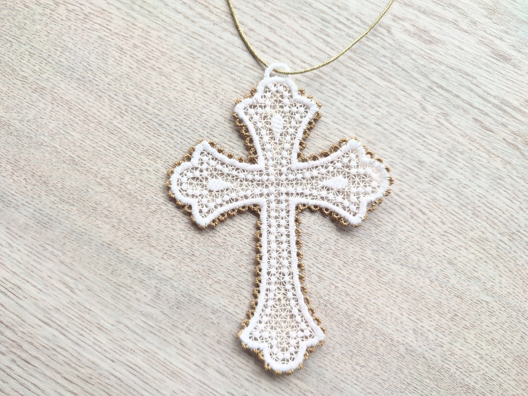 Lace Cross FSL Free Standing Lace Christian Cross Lace Ornaments Charm ...