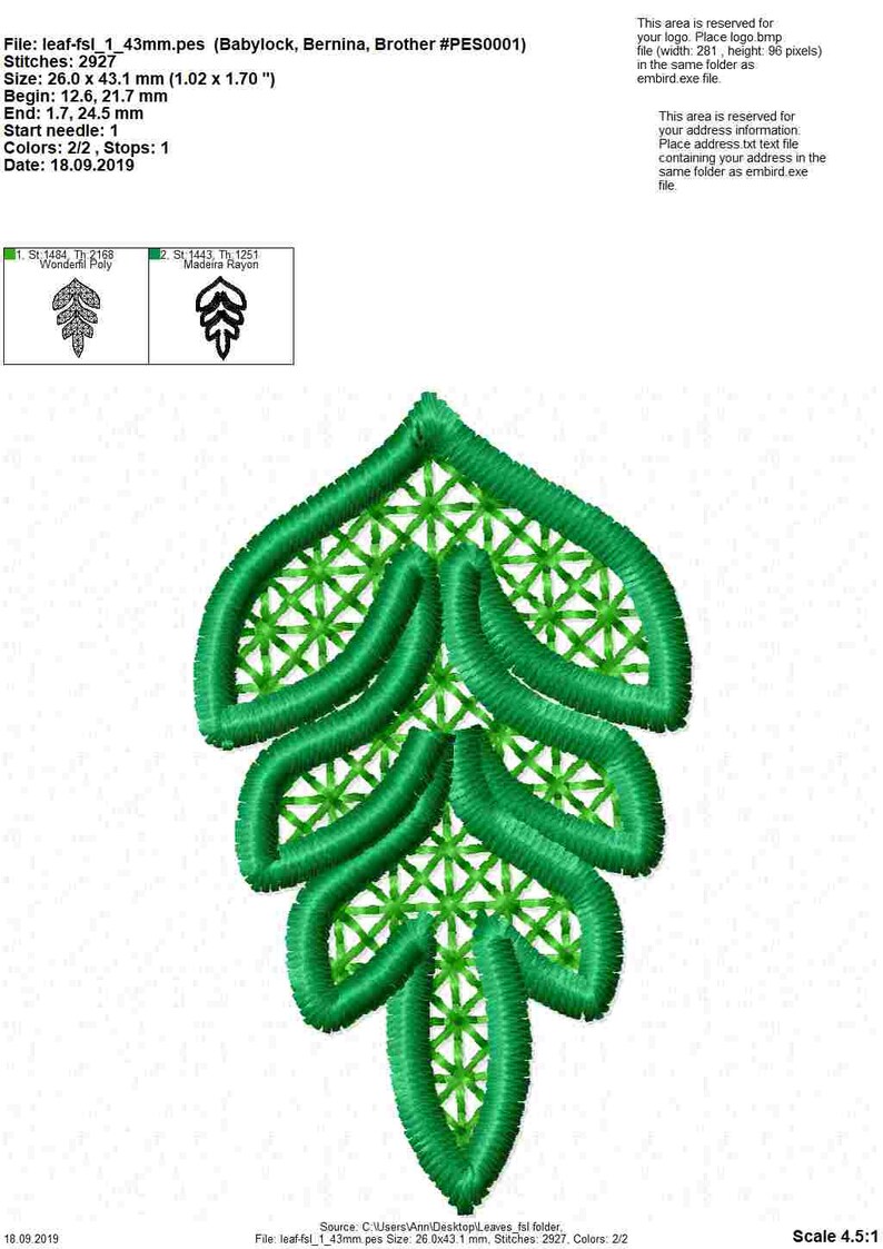 Leaves Mini Accent FSL Freestanding Lace Machine Embroidery Designs in ...