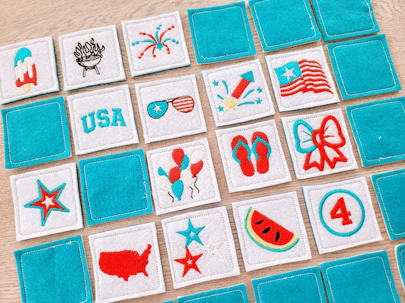 Memory Game Patriotic 4th of July Machine Embroidery Design - Etsy
