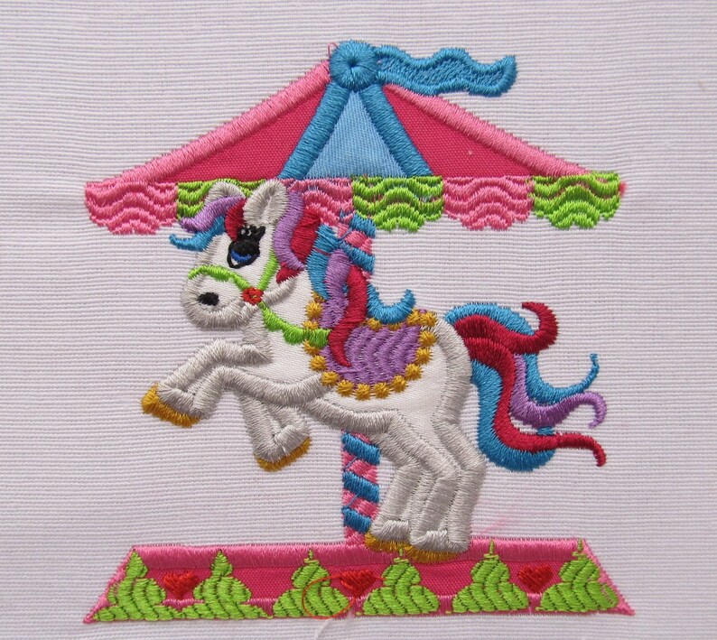 Carousel horse 2 machine embroidery applique designs 4x4 | Etsy