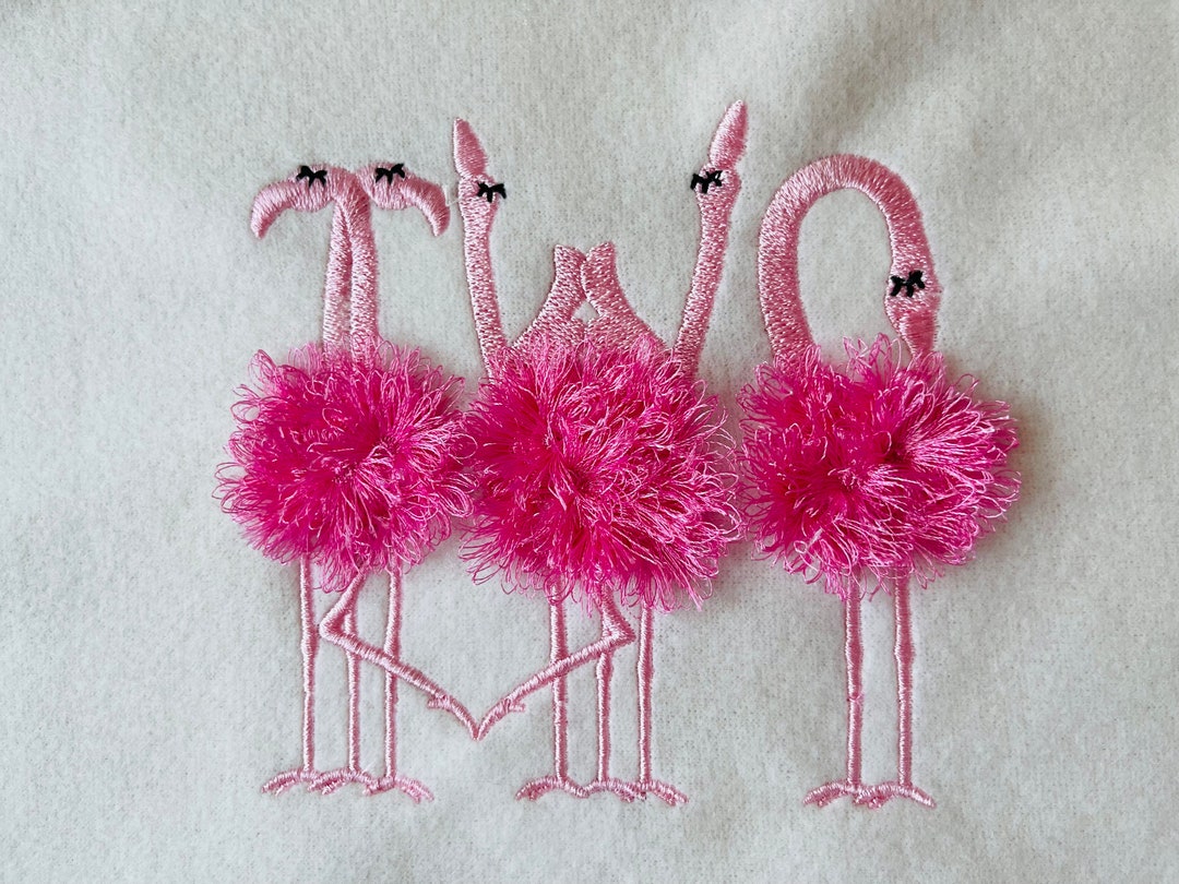 Font Entire Alphabet Fringed Fluffy Chenille Flamingos Machine ...