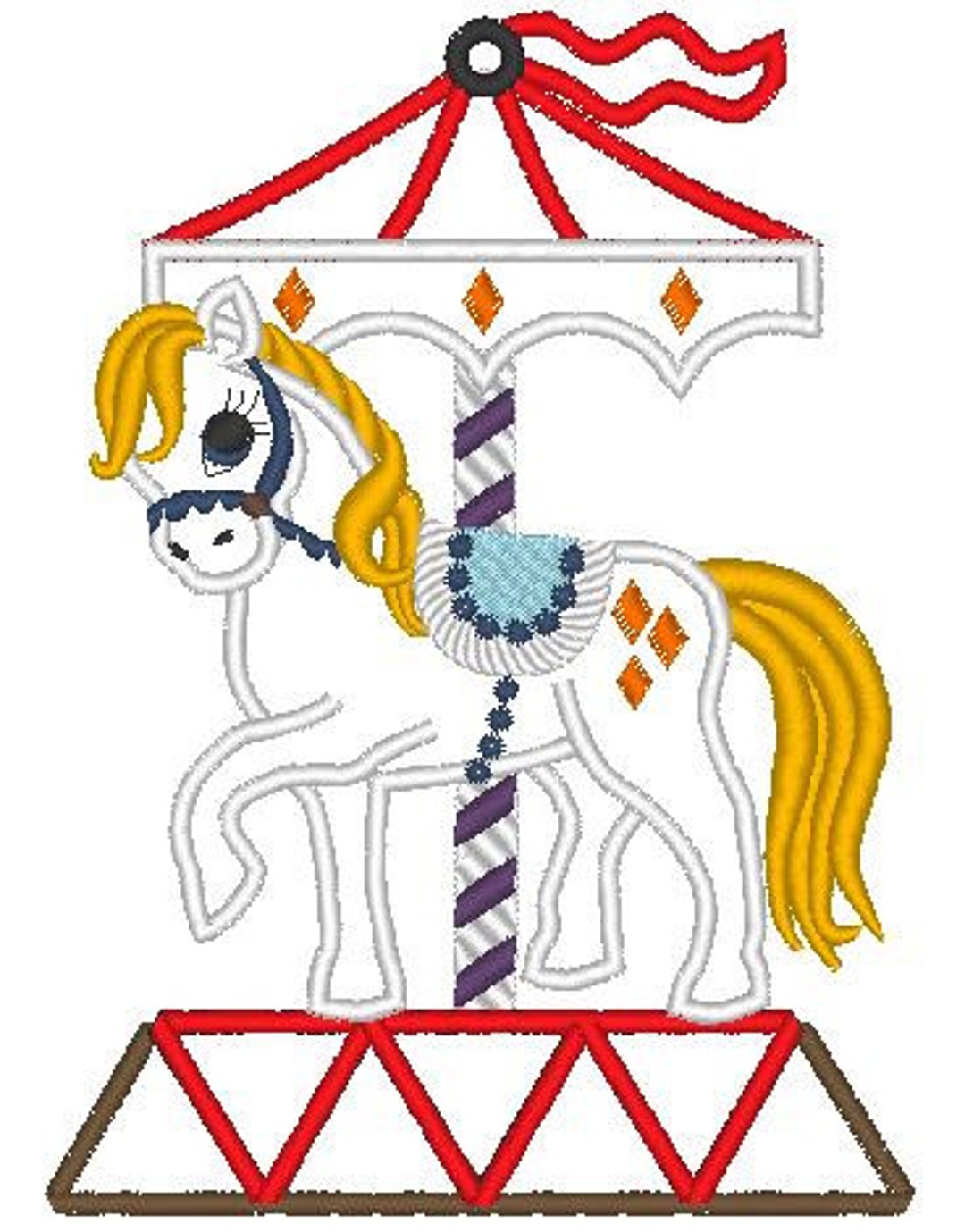 Carousel Horse - Machine Embroidery Applique Designs 5x7 and 6x10 ...