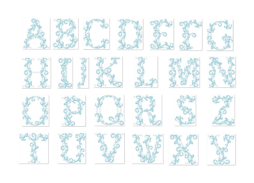 Monogram Frozen Font Machine Embroidery Designs Many Sizes From 3 up to ...