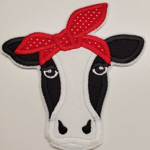 Cow Face, Cow Head, Cow With Bandanna, Farm Cow Applique, Little Cow ...