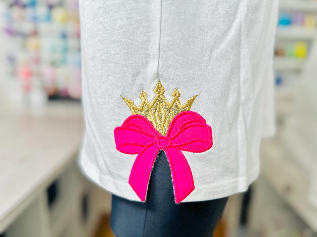 Classic Bow and Crown Diadem Tiara for Little Princess Applique Machine ...
