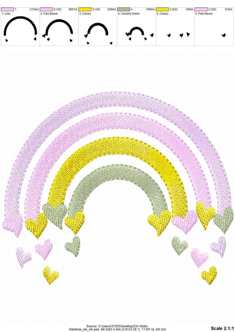 Mini Fill Stitch Rainbow in Many Sizes Outline Rainbow With - Etsy