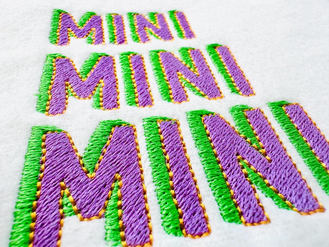 MINI Drop Shadow Font Machine Embroidery Design Many Sizes 1/2 " 1" 1 1 ...