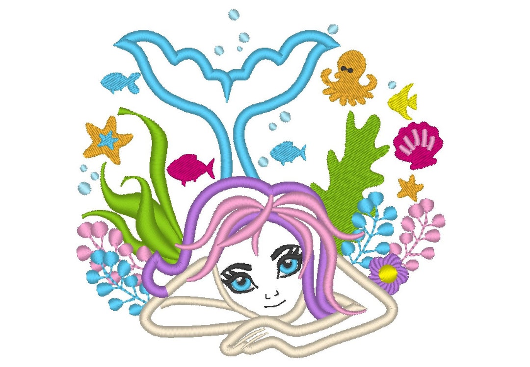 Mermaid Applique Machine Embroidery Designs Mermaid Embroidery for Hoop ...