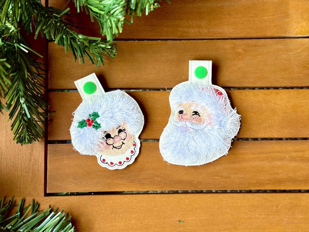 Mr and Mrs Claus ITH Key Fob Snap Tab Machine Embroidery Designs ...