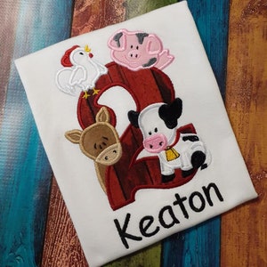 Farm Birthday Number TWO 2 With Cow Pig Horse and Rooster - Cute Farm ...